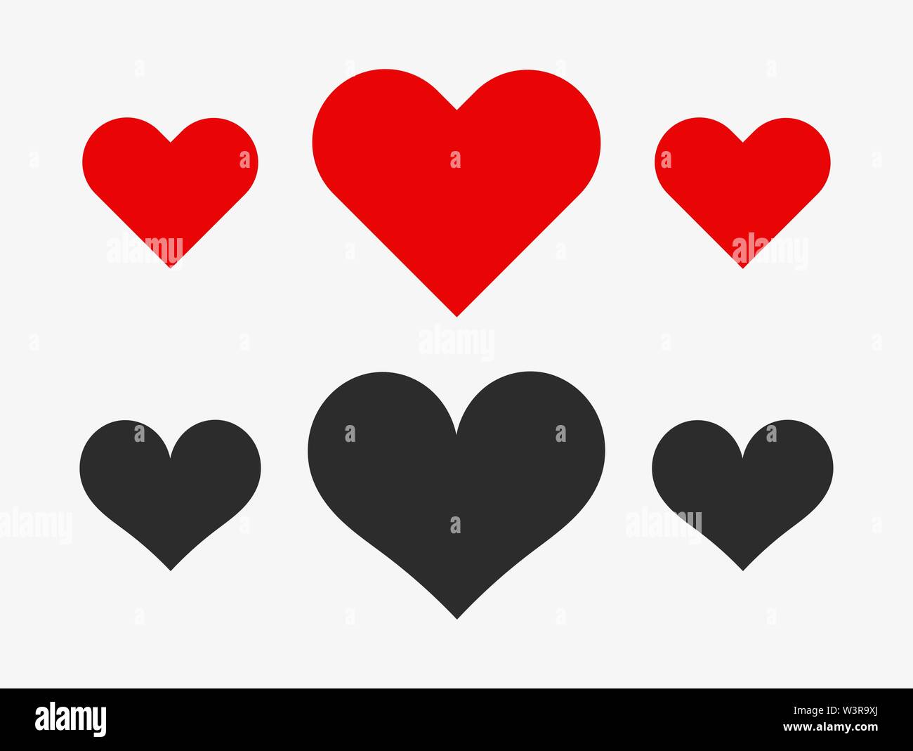 Red and black hearts icons set. Vector illustration Stock Vector Image ...