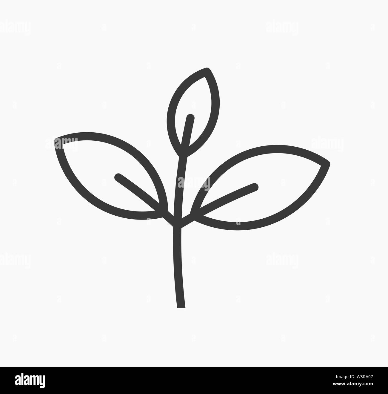 Little plant leaves line icon. Vector illustration Stock Vector Image ...
