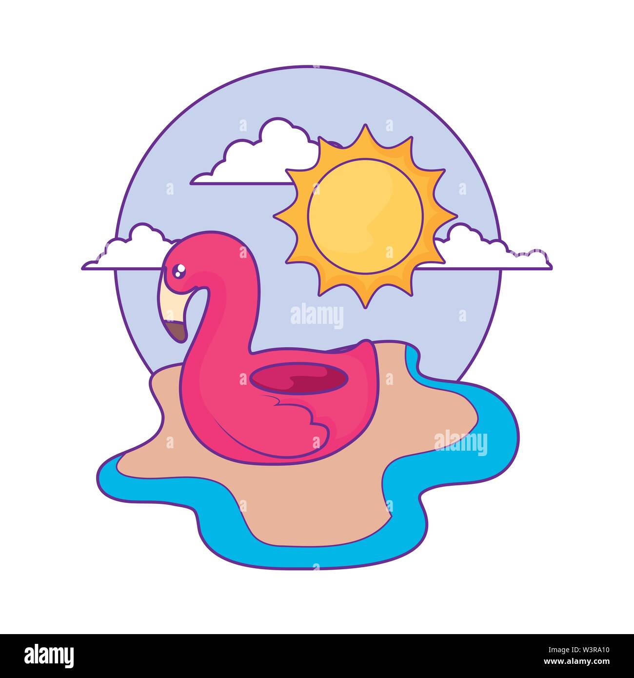 float flemish with sun and eyeglass in beach vector illustration design ...