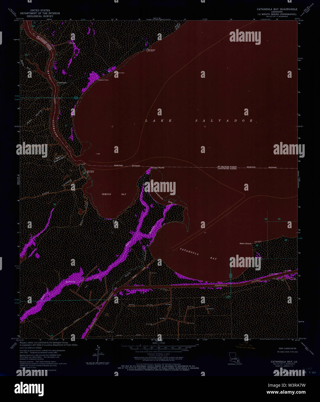 USGS TOPO Map Louisiana LA Catahoula Bay 331624 1963 24000 Inverted ...