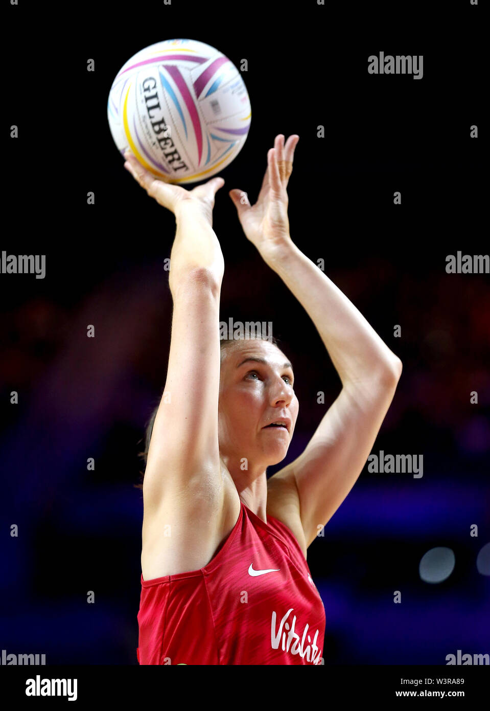 England's Rachel Dunn warms up before the Netball World Cup match at ...