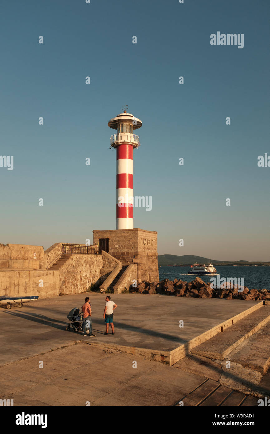 Lighthouse by the entrance of Port of Burgas, Bulgaria Stock Photo - Alamy