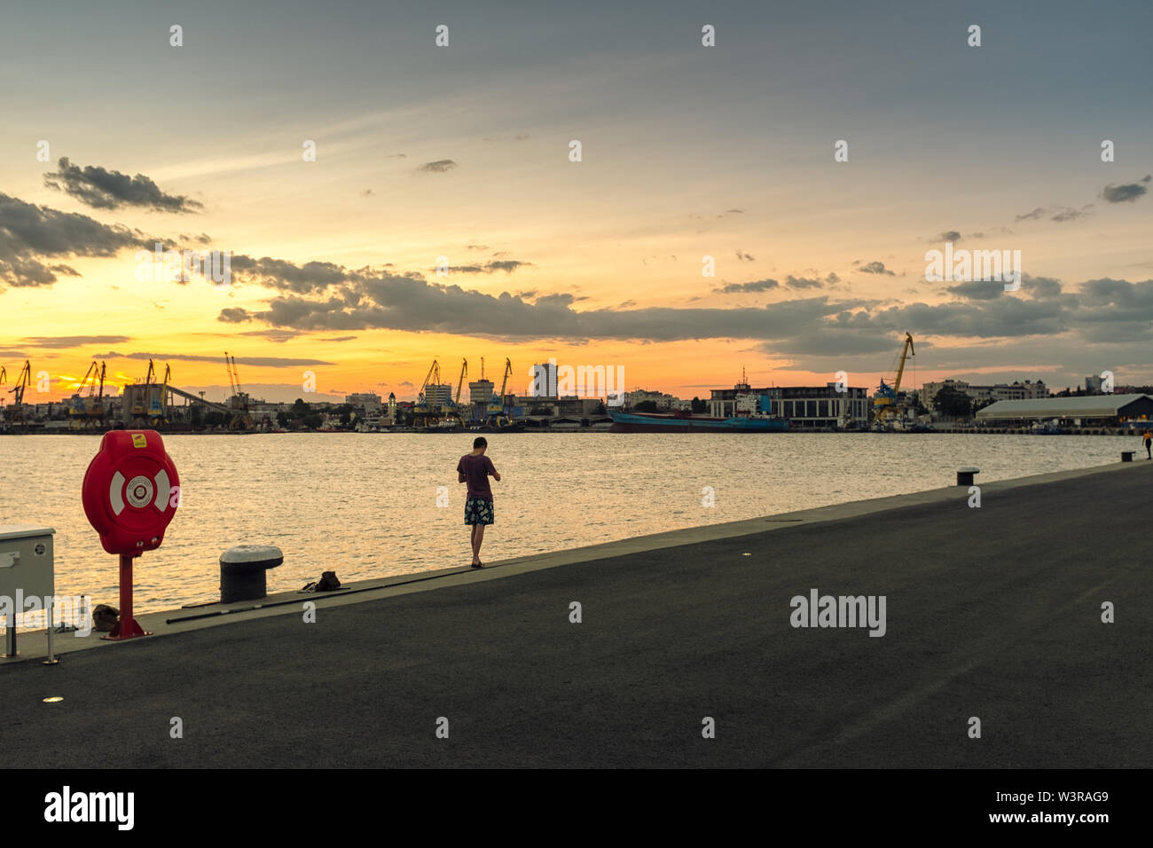 Burgas port on a late afternoon light, Bourgas Bulgaria Stock Photo - Alamy