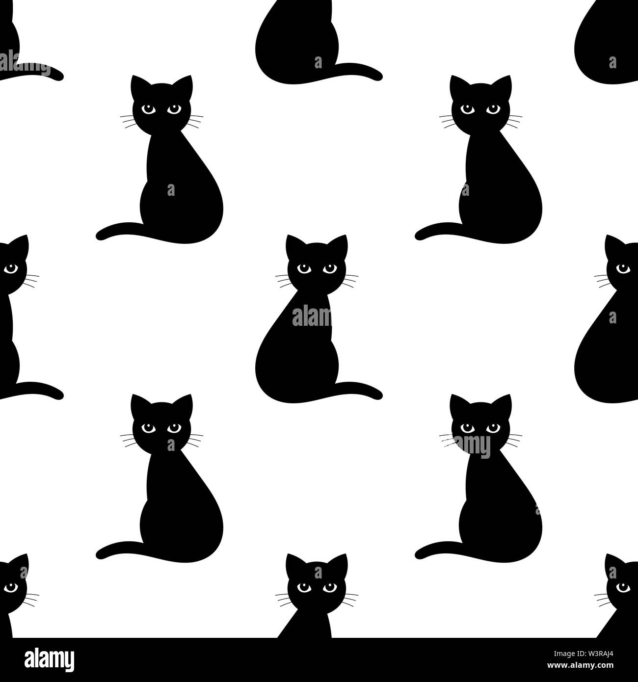 Black cats seamless pattern. Vector illustration Stock Vector Image ...