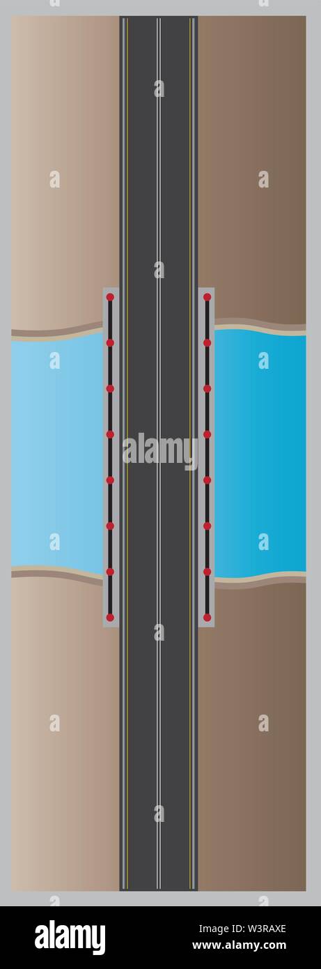 top view of road bridge over river vector Stock Vector Image & Art - Alamy
