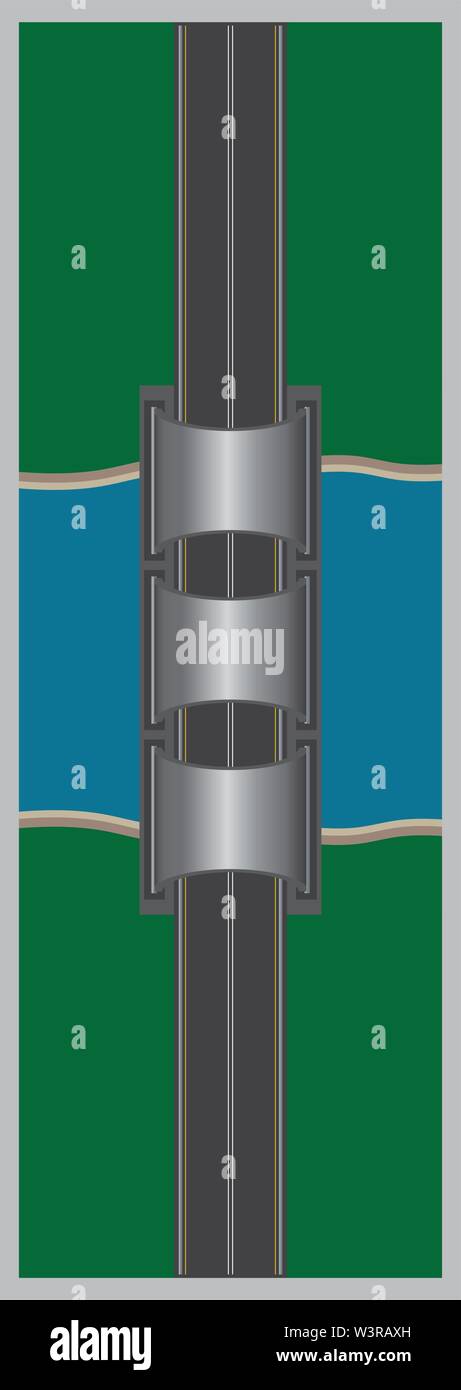 top view of road bridge over river vector Stock Vector Image & Art - Alamy