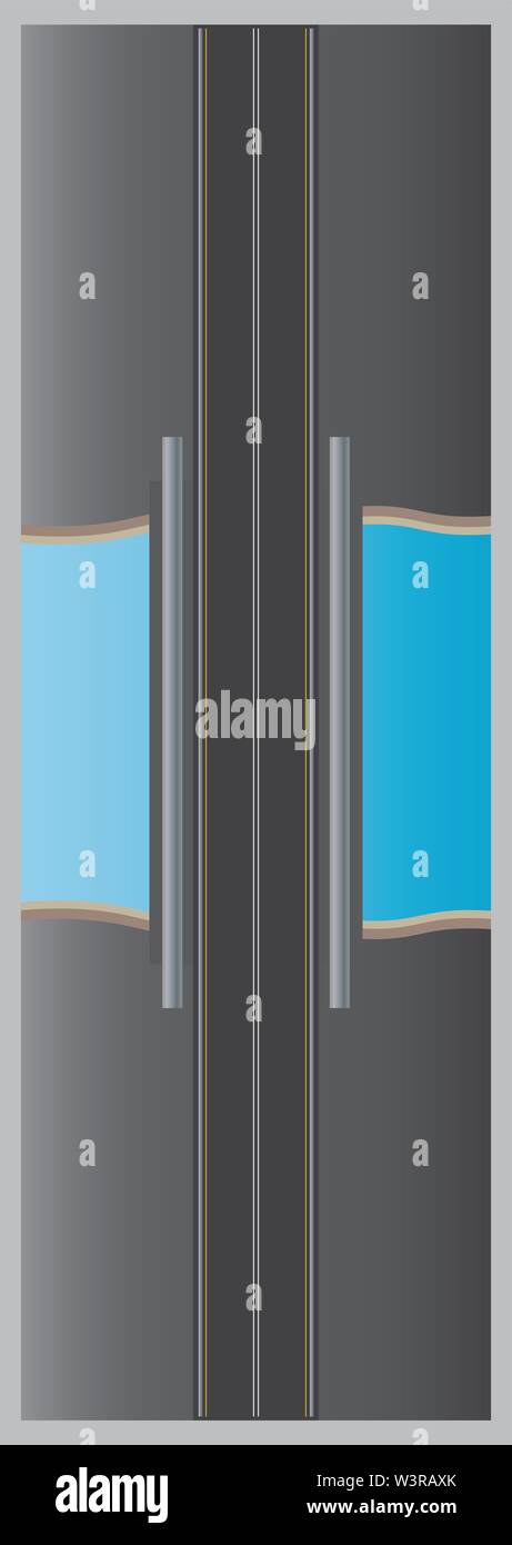 top view of road bridge over river vector Stock Vector Image & Art - Alamy