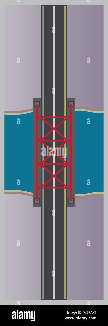 top view of road bridge over river vector Stock Vector Image & Art - Alamy