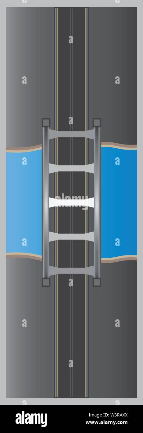 top view of road bridge over river vector Stock Vector Image & Art - Alamy