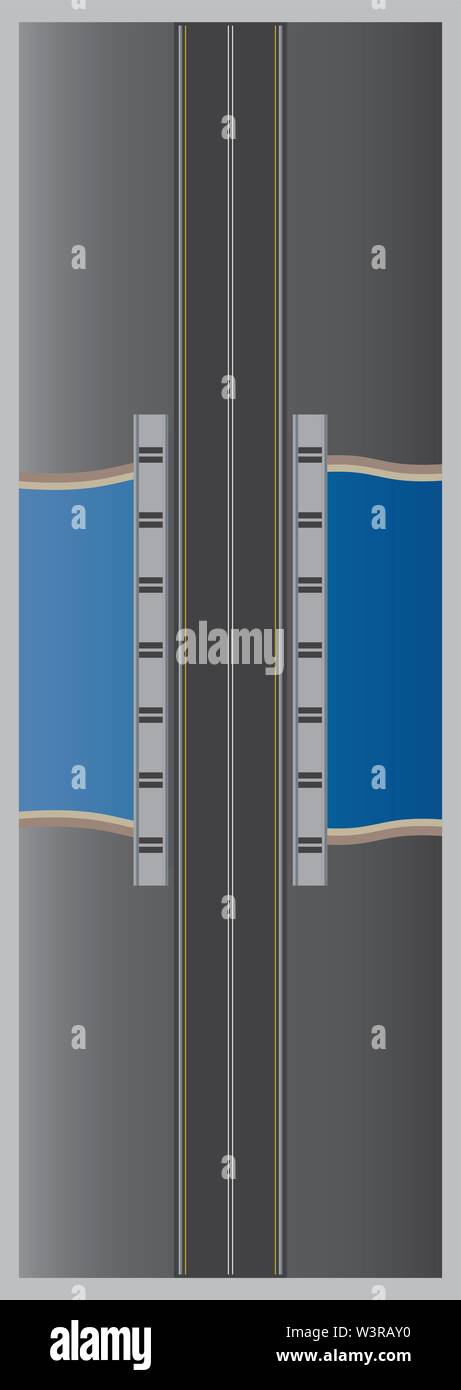 top view of road bridge over river vector Stock Vector Image & Art - Alamy