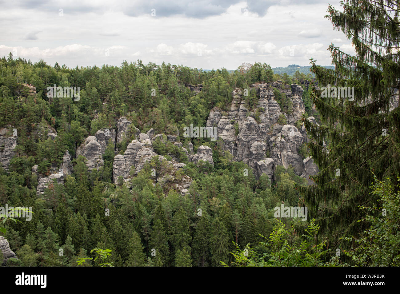 Rock formations at the Bastei in the Saxon Switzerland region in ...