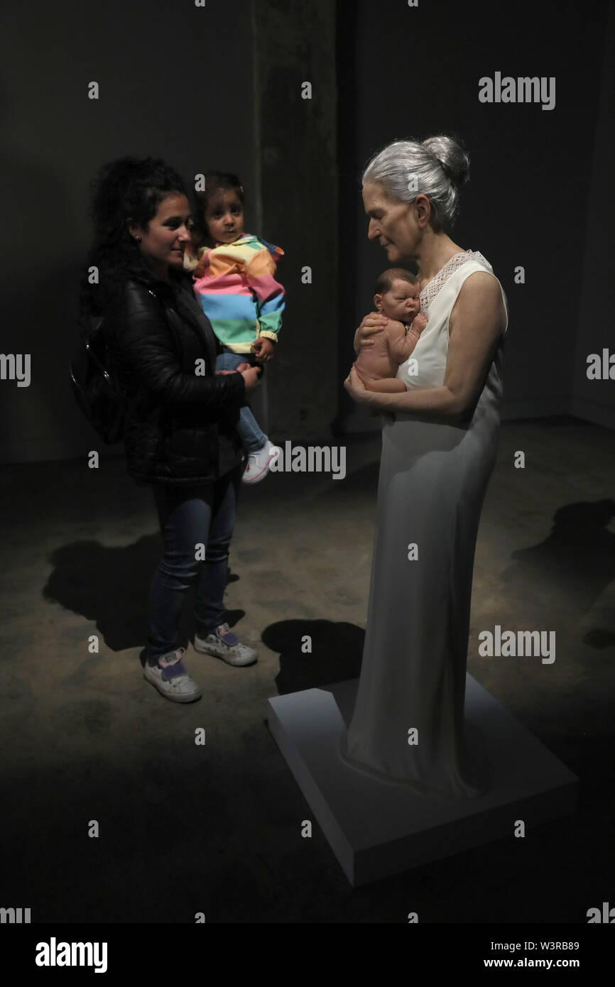 Angela Cacciapuoti and her daughter Esia, 2, view Woman and Child a ...
