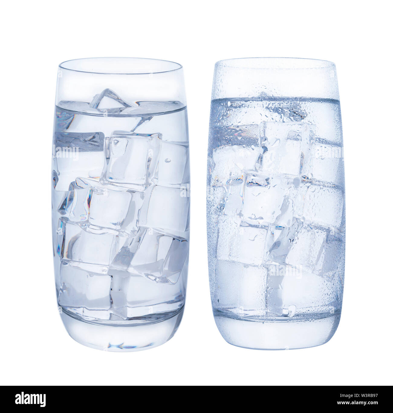 Glass of water with ice cubes isolated on white background Stock Photo ...