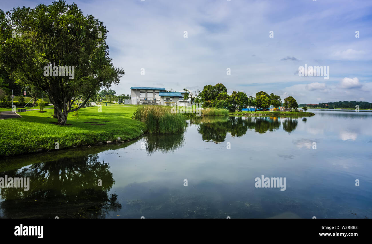 Singapore - Nov 4, 2018: Scenery of Lower Seletar Reservoir near to ...