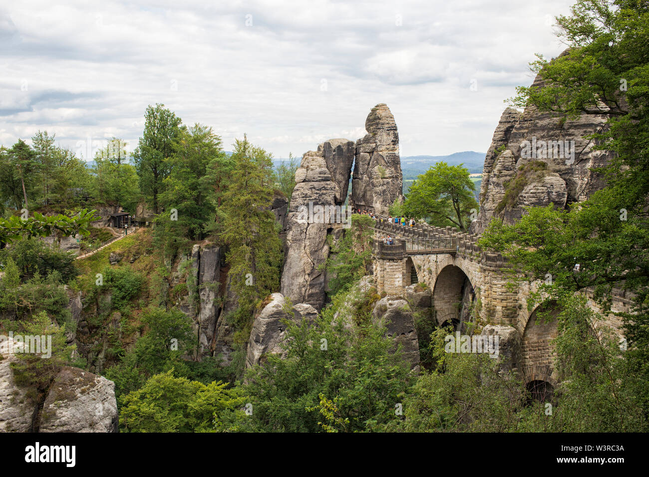 The Bastei bridge, Saxon Switzerland National Park, Germany Stock Photo ...