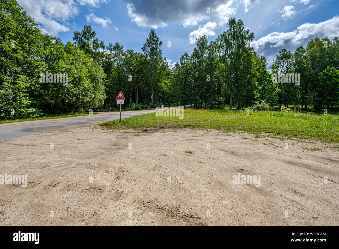 countryside gravel dust road in summer with sand Stock Photo - Alamy