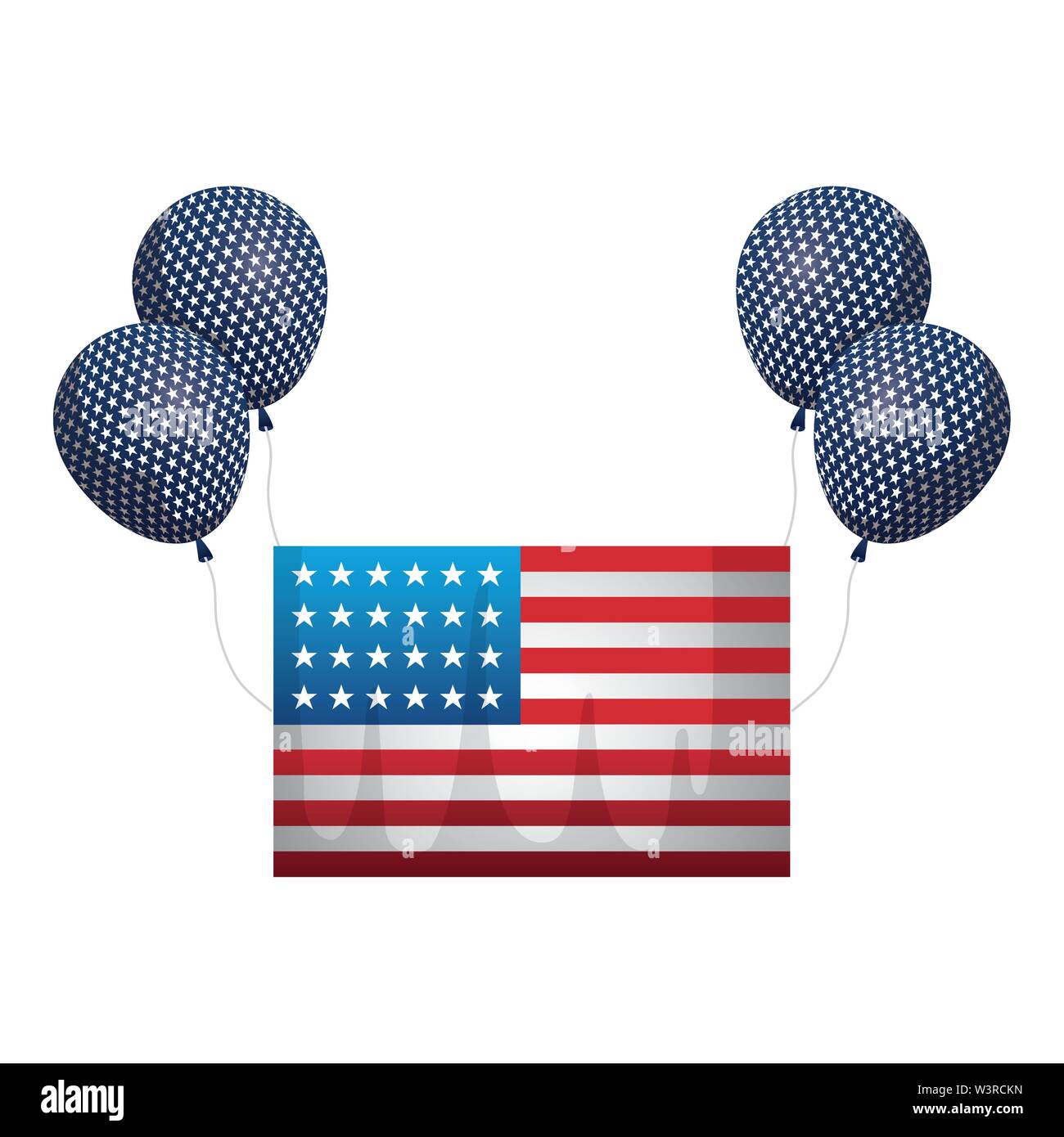 united state of american flag with balloons helium vector illustration ...