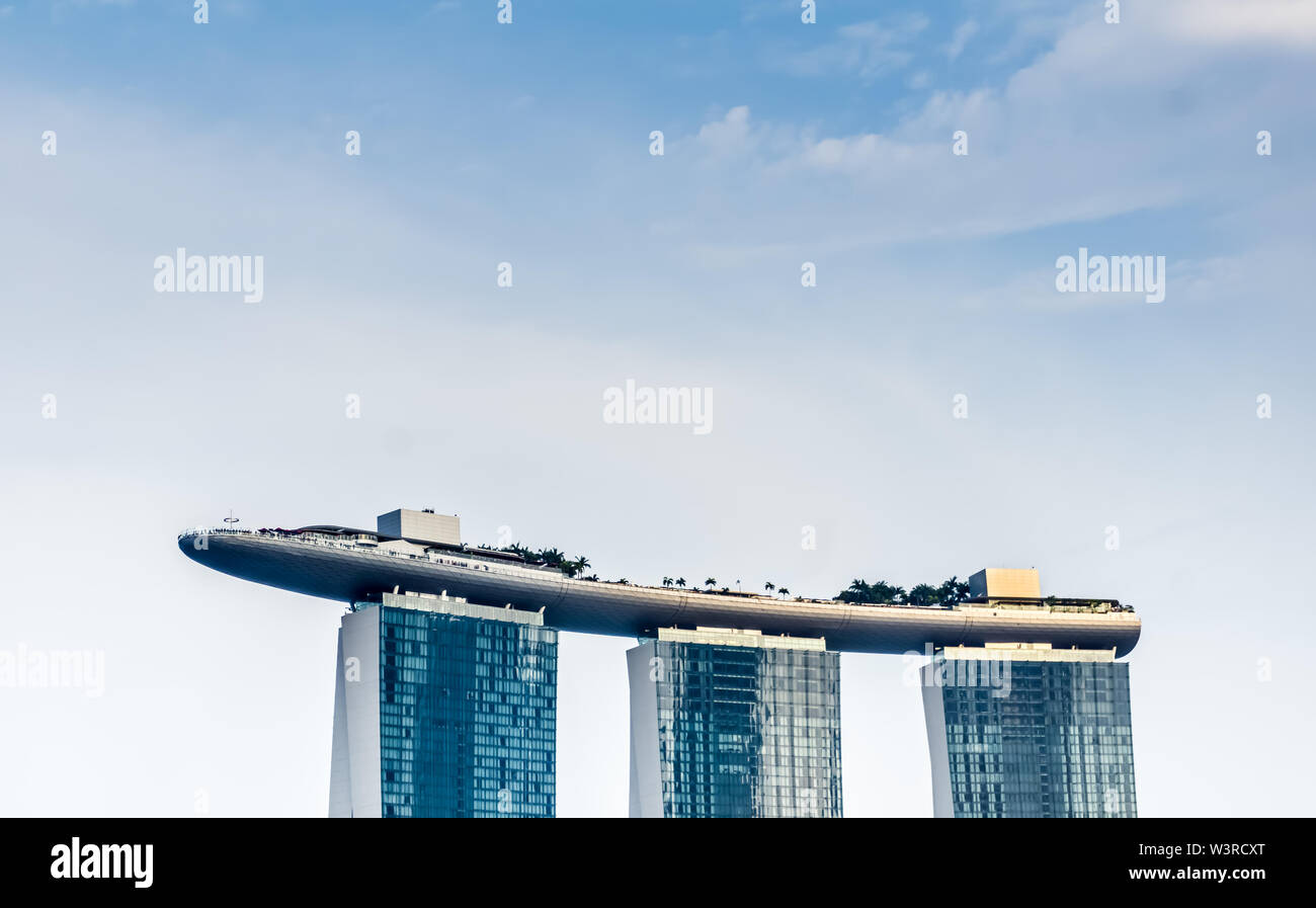 Singapore - Jul 14, 2018, : Marina Bay Sands (MBS) SkyPark supported by ...