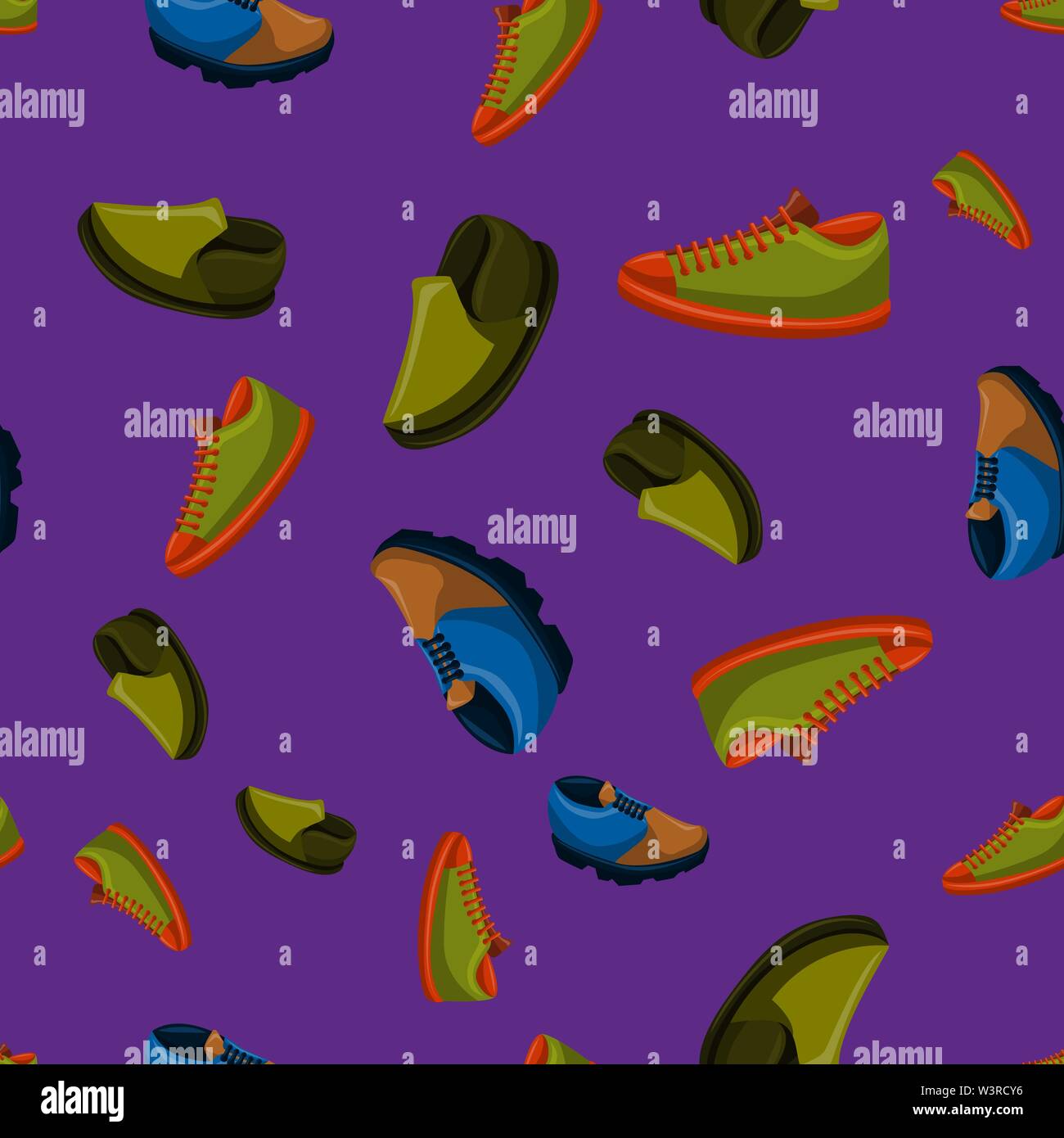 Shoes Flat Color Background Seamless Pattern Stock Vector Image & Art ...