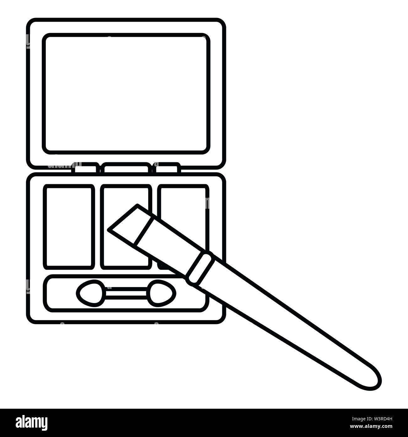 eye shadows with brush and mirror make up drawing vector illustration ...