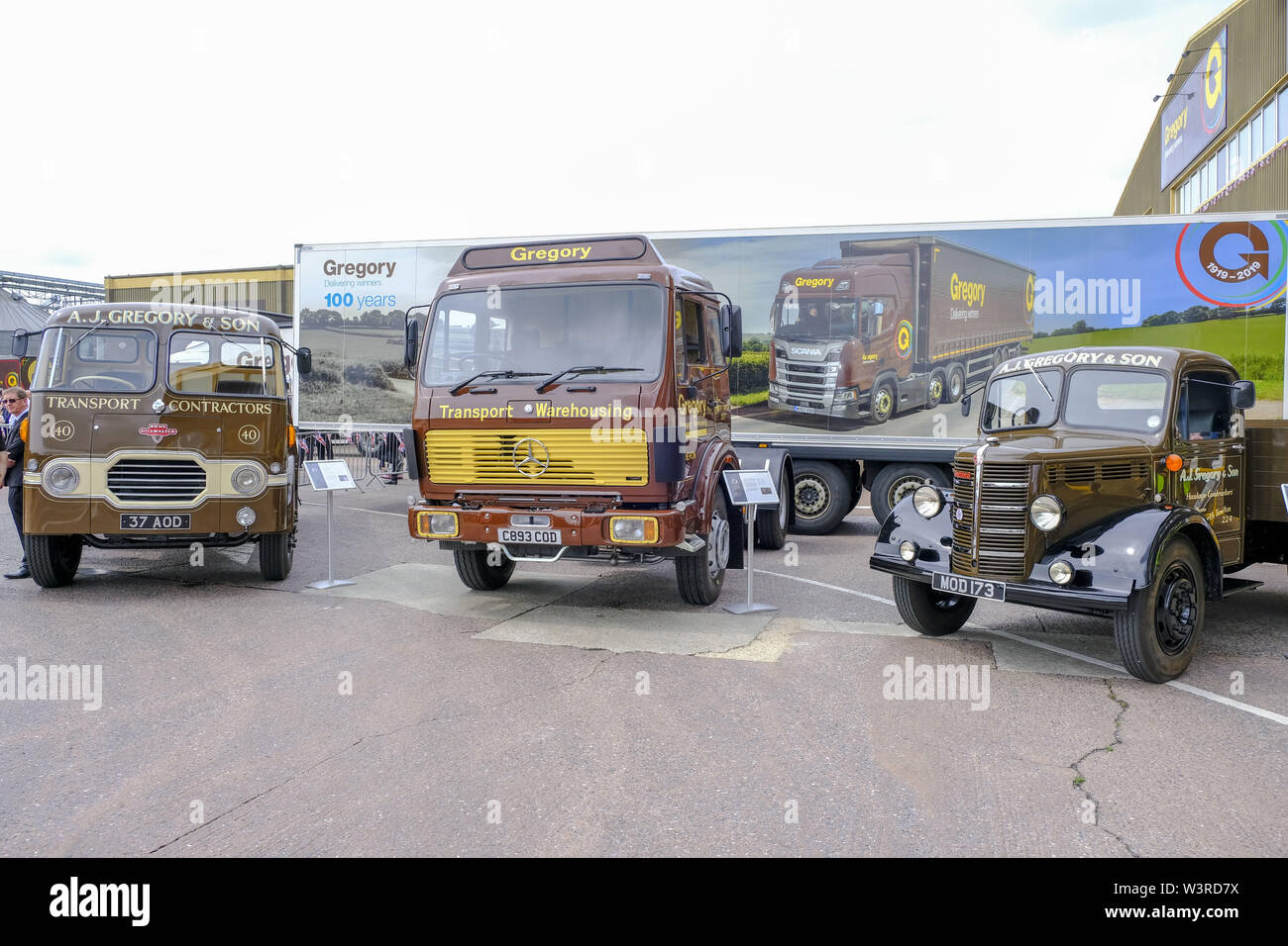 Vintage lorries are displayed during a visit by the Prince of Wales to ...