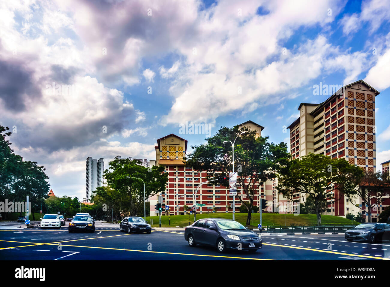 Singapore - Feb 5, 2019: Road junction at Bishan road and street 14 in ...