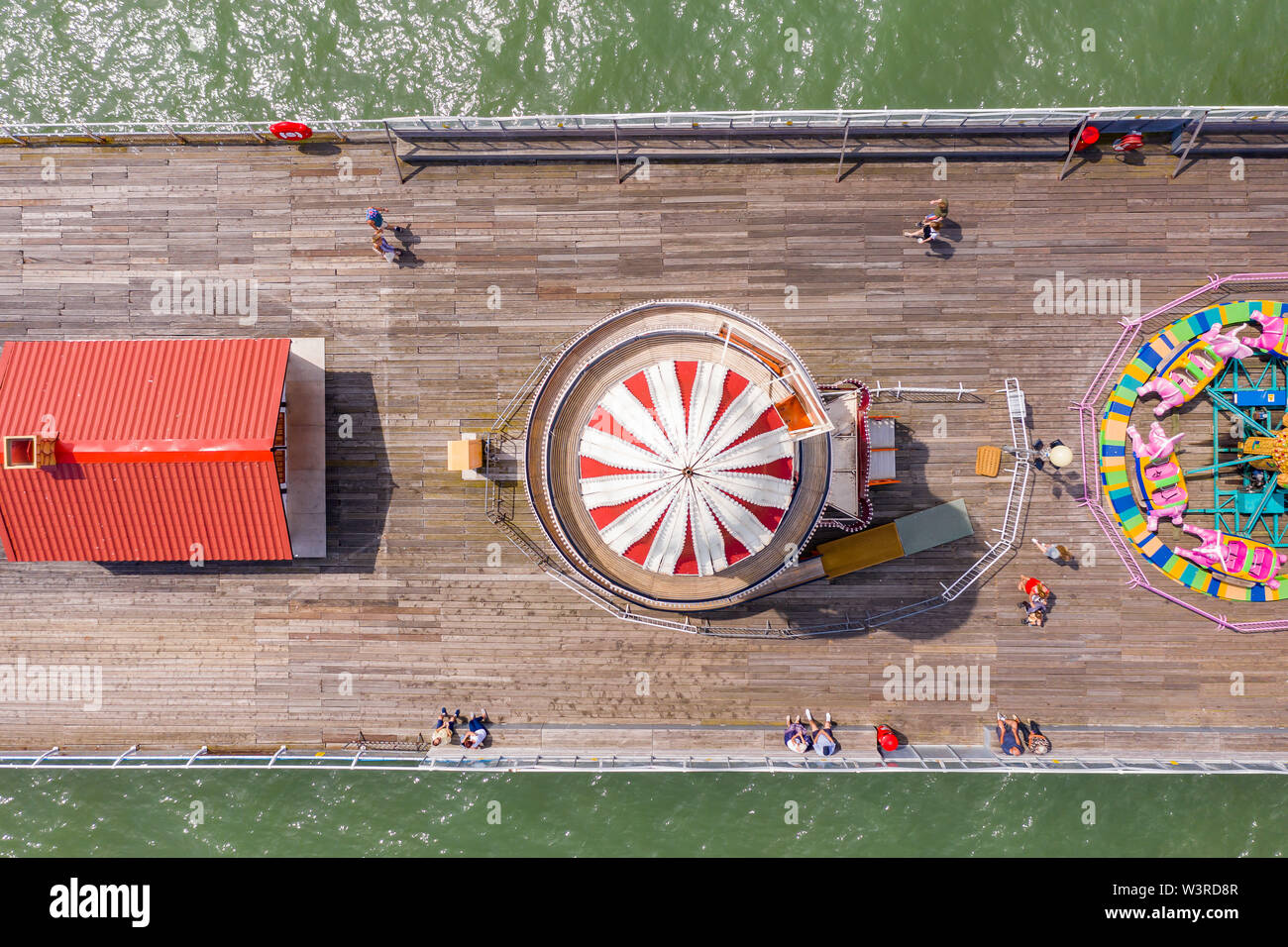 Clacton Pier Aerial View, Clacton-on-sea, Essex UK - top down image of ...
