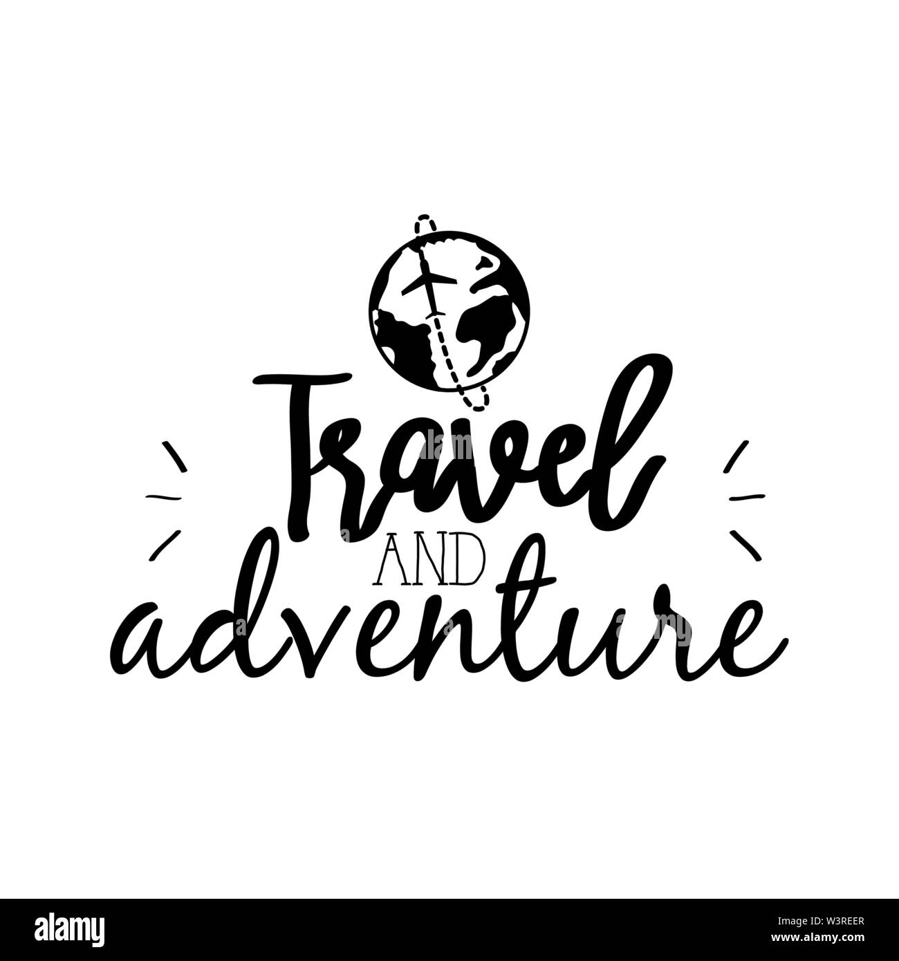 travel adventure calligraphy messsage font vector illustration design ...