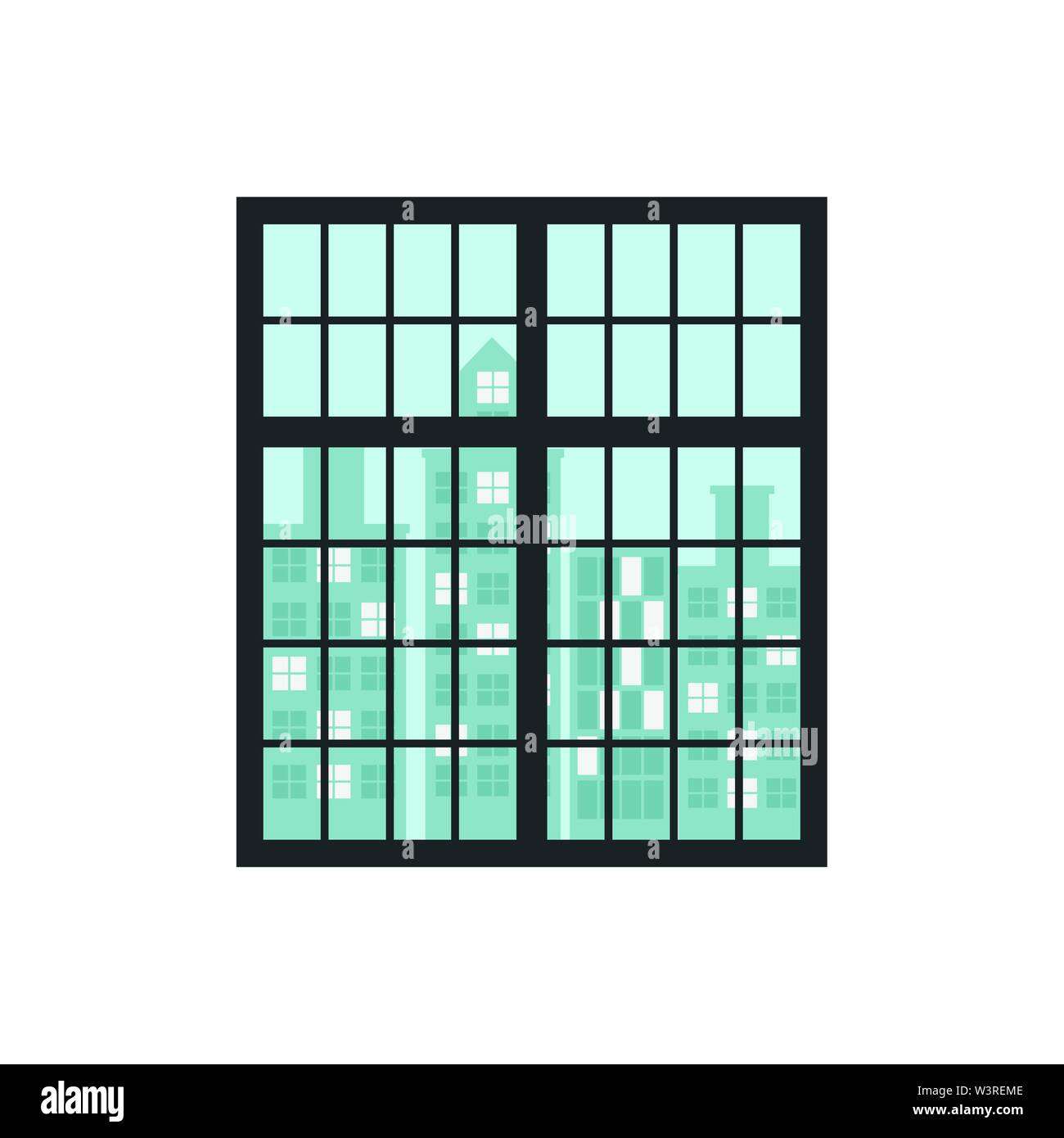 wall with windows and background buildings Stock Vector Image & Art - Alamy