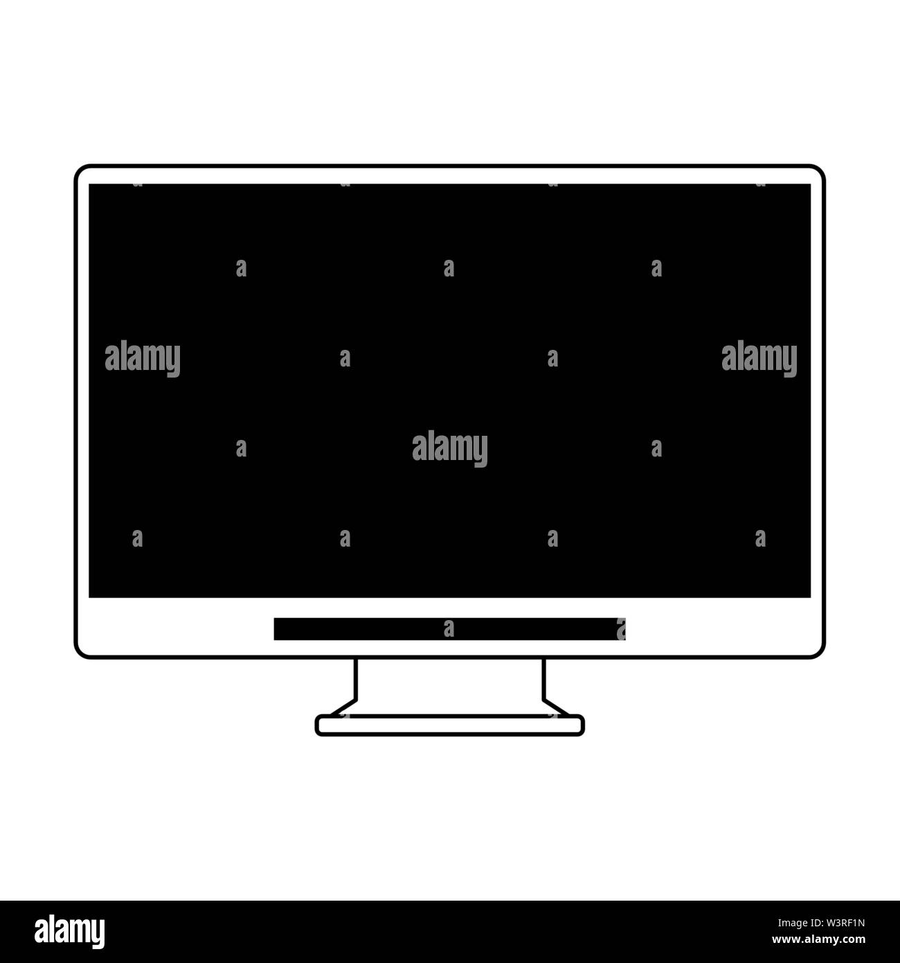 computer screen technology hardware cartoon in black and white Stock ...