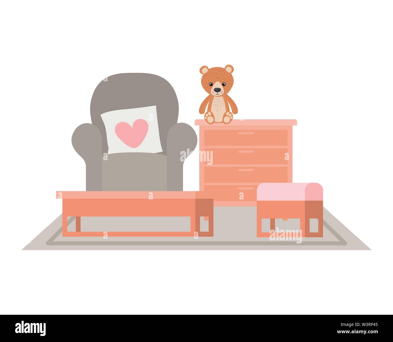 comfortable sofa in living room with white background Stock Vector ...