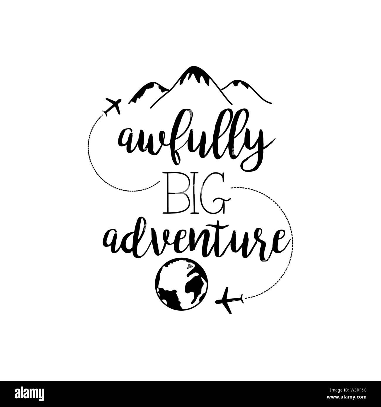 travel adventure calligraphy messsage font vector illustration design ...