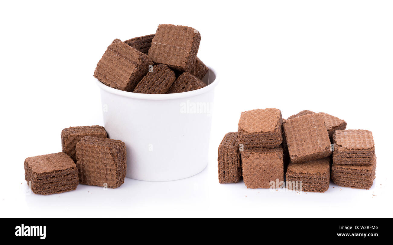 Wafers cubes with chocolate isolated on white background Stock Photo ...