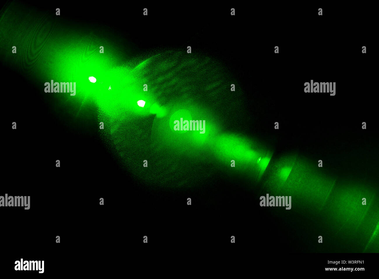 Camera lens flare by laser light create circles of objective iris ...