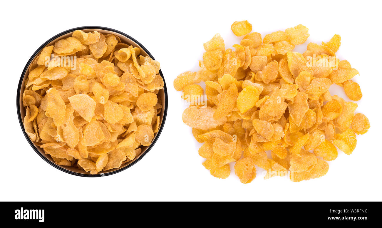 Corn flakes isolated on white background Stock Photo - Alamy