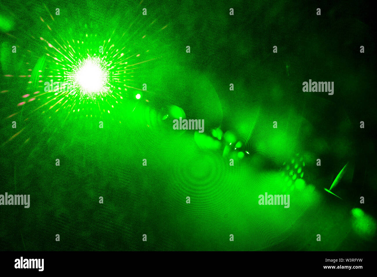 Camera lens flare by laser light create circles of objective iris ...