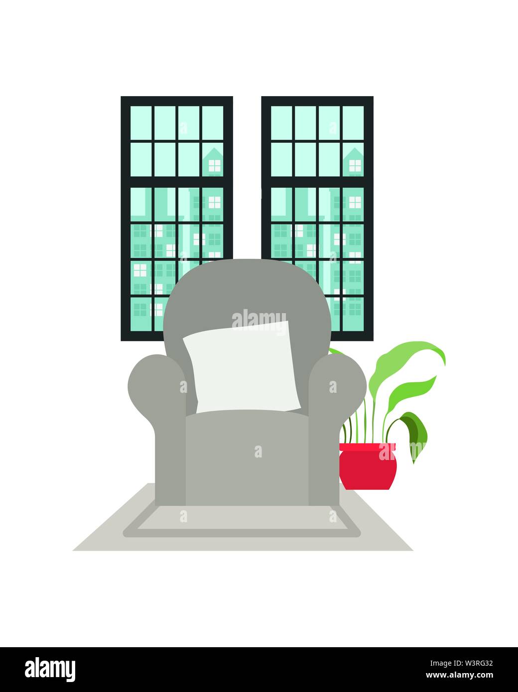 comfortable sofa in living room with white background Stock Vector ...