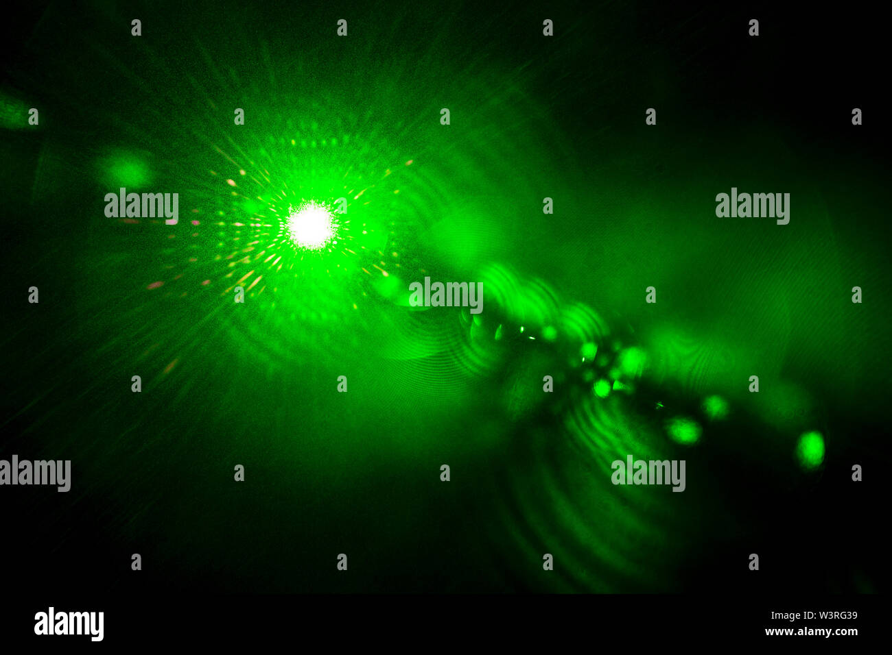 Camera lens flare by laser light create circles of objective iris ...