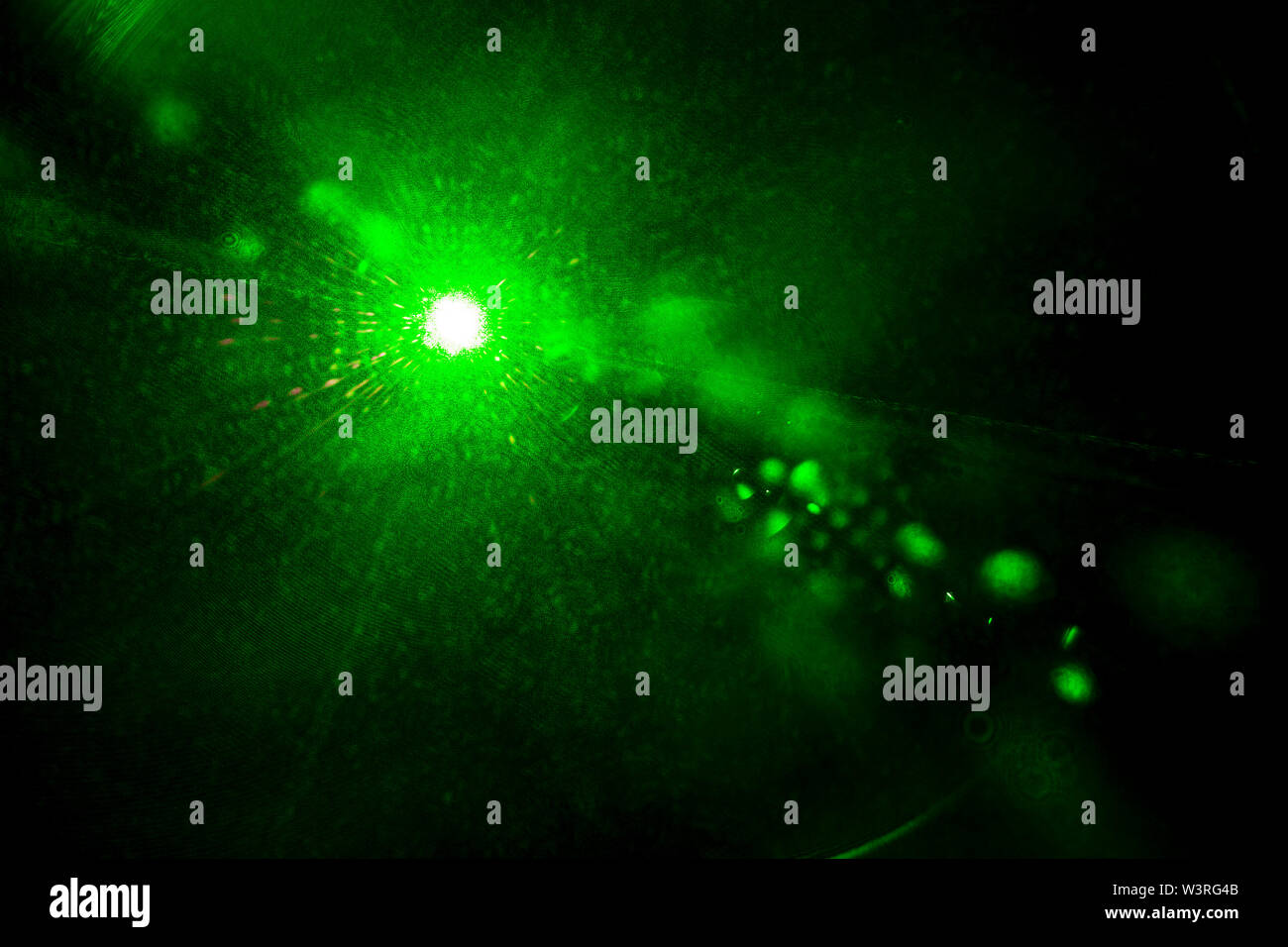 Camera lens flare by laser light create circles of objective iris ...