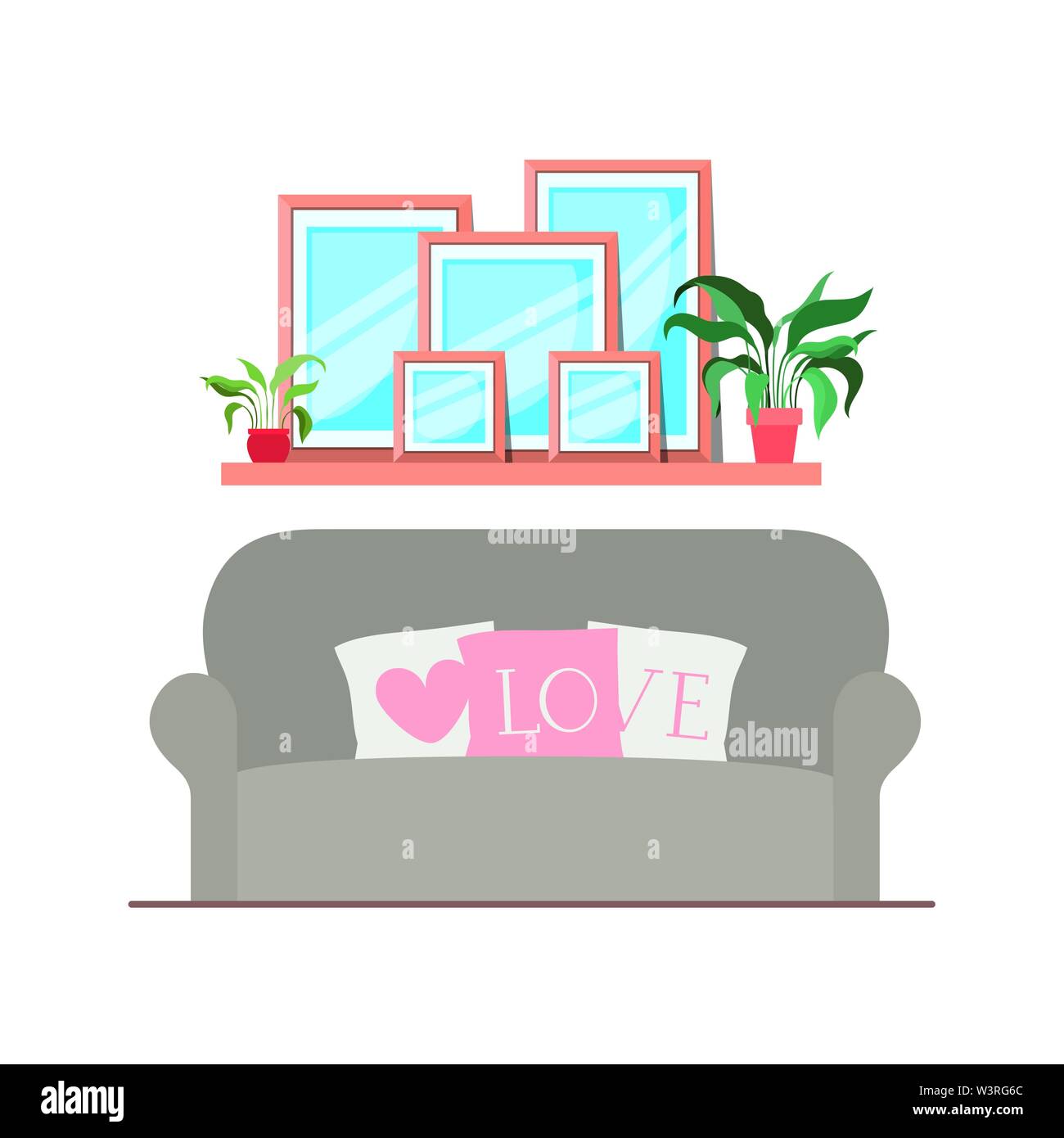 comfortable sofa in living room with white background Stock Vector ...
