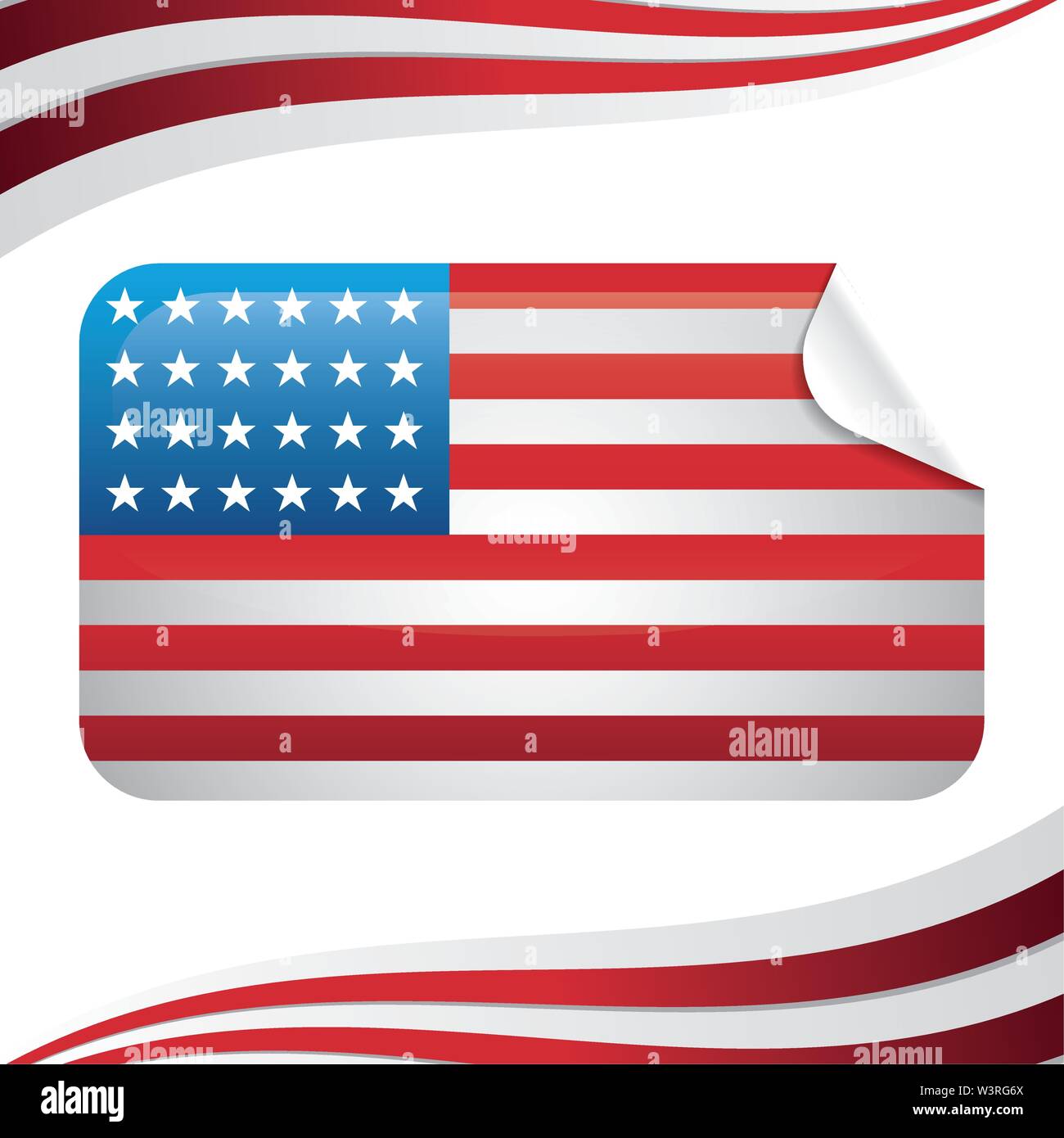 united state of american flag in rectangle shape vector illustration ...