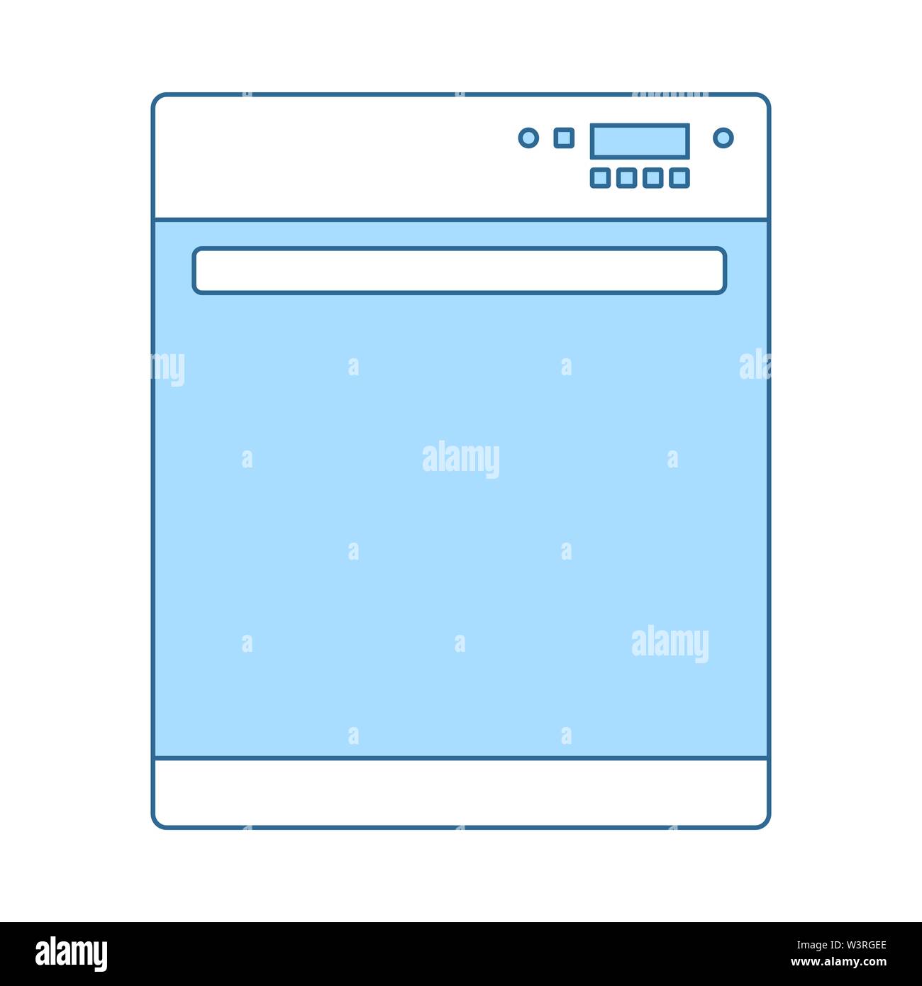 Kitchen Dishwasher Machine Icon. Thin Line With Blue Fill Design ...