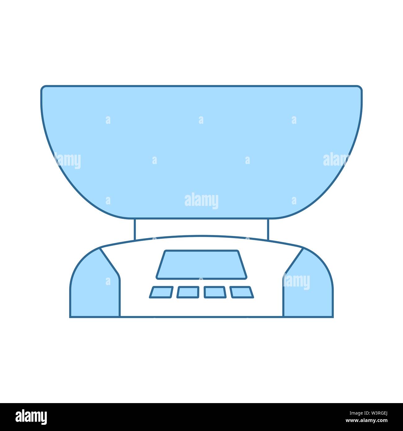 Kitchen Electric Scales Icon. Thin Line With Blue Fill Design. Vector ...
