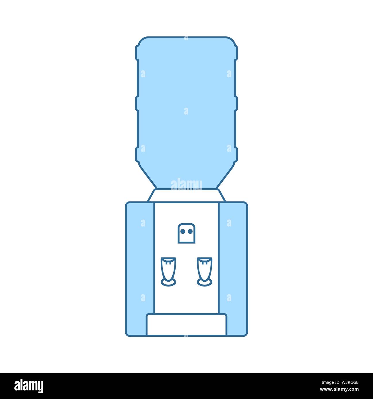 Water Cooling Machine. Thin Line With Blue Fill Design. Vector ...