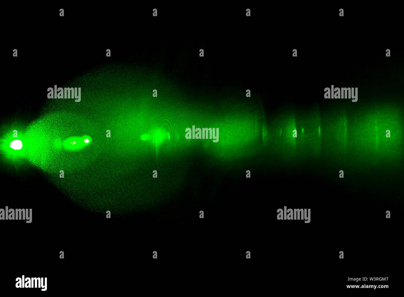 Camera lens flare by laser light create circles of objective iris ...