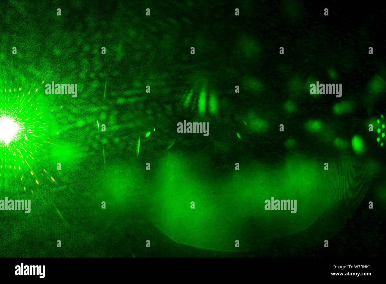 Camera lens flare by laser light create circles of objective iris ...