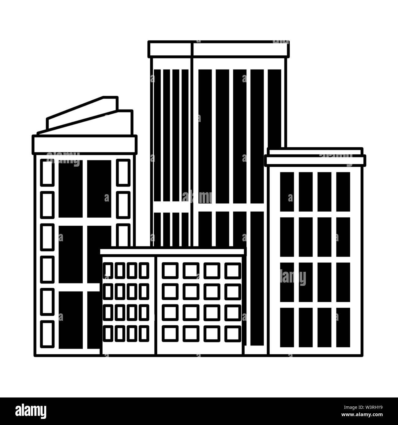 urban buildings construction properties cartoon Stock Vector Image ...