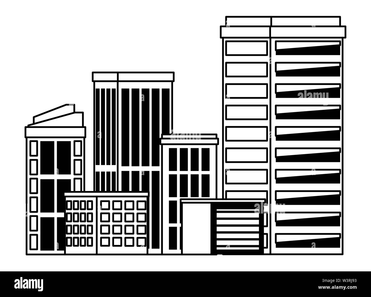 urban buildings construction properties cartoon Stock Vector Image ...