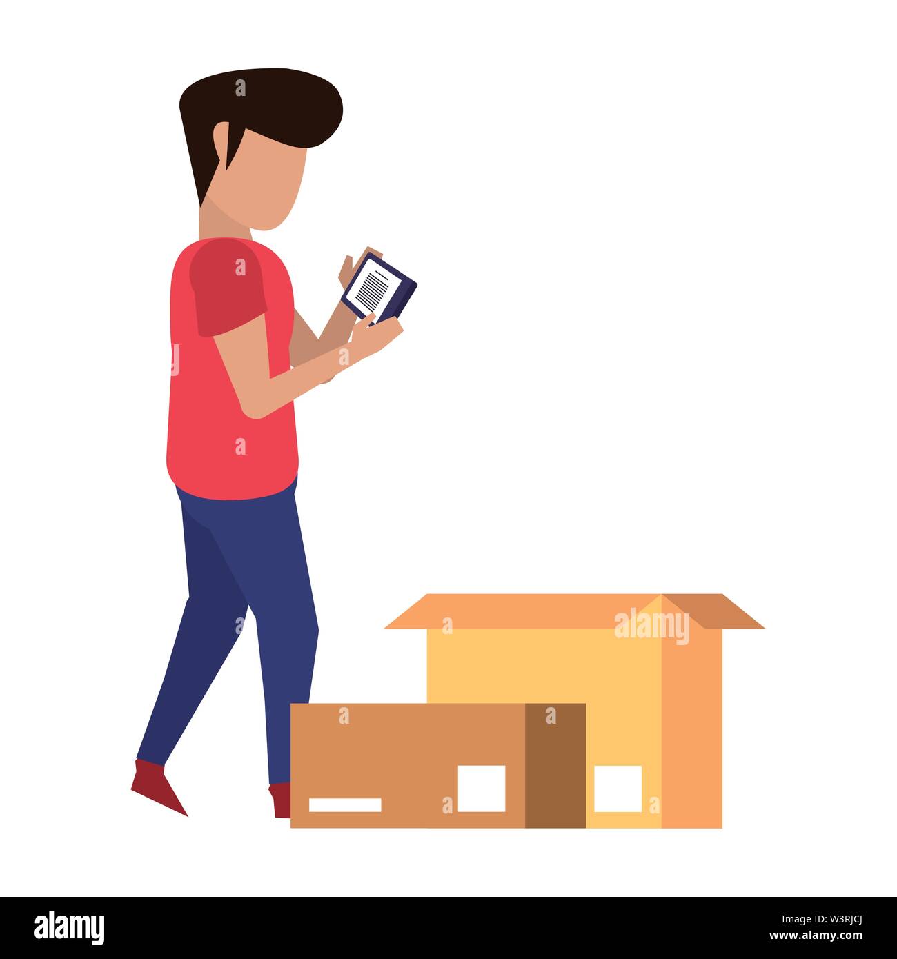 man using smartphone technology cartoon Stock Vector Image & Art - Alamy