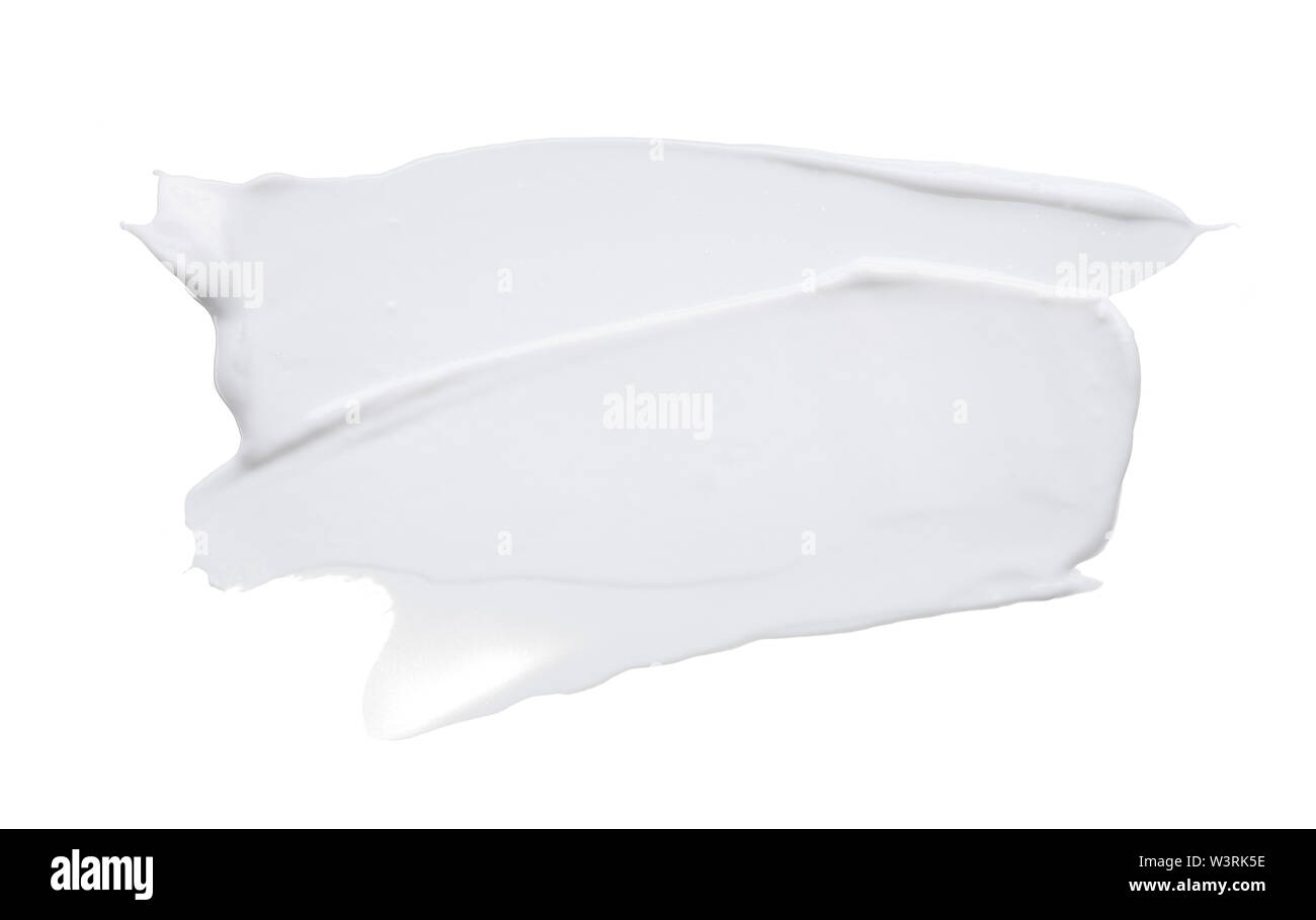 White smear and texture made with face clay or cream isolated on white ...